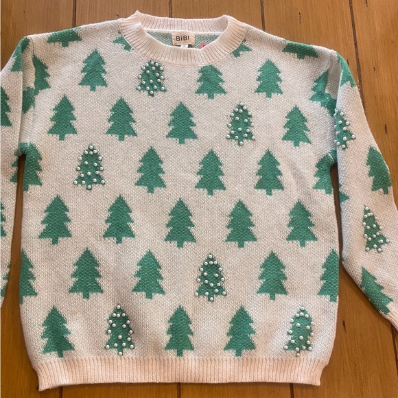 BiBi | Sweaters | Bibi Womens Christmas Novelty Sweater Trees Accented ...